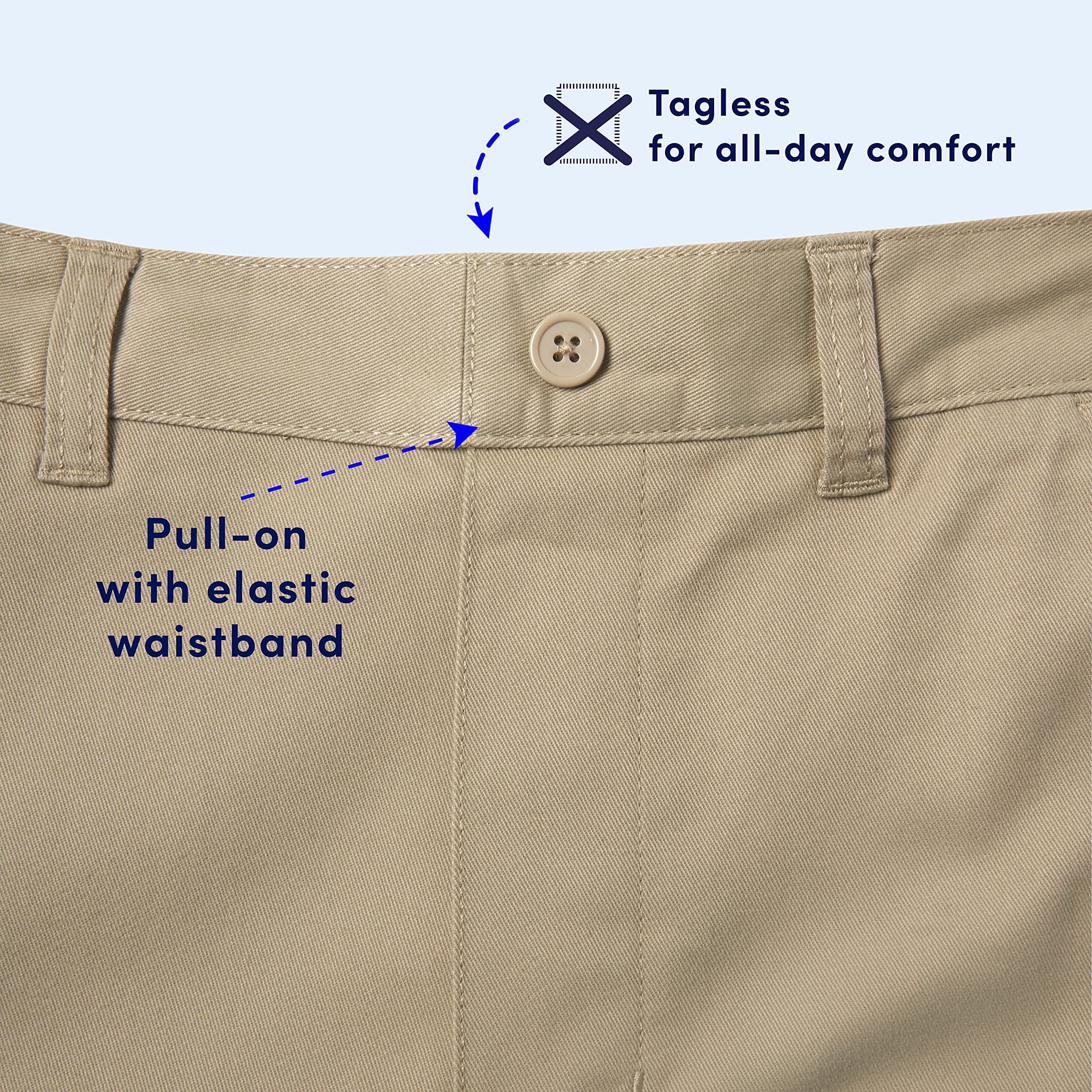French Toast Boys' Toddler Pull-on Relaxed Fit School Uniform Pant (Standard & Husky), Heather Gray, 2T