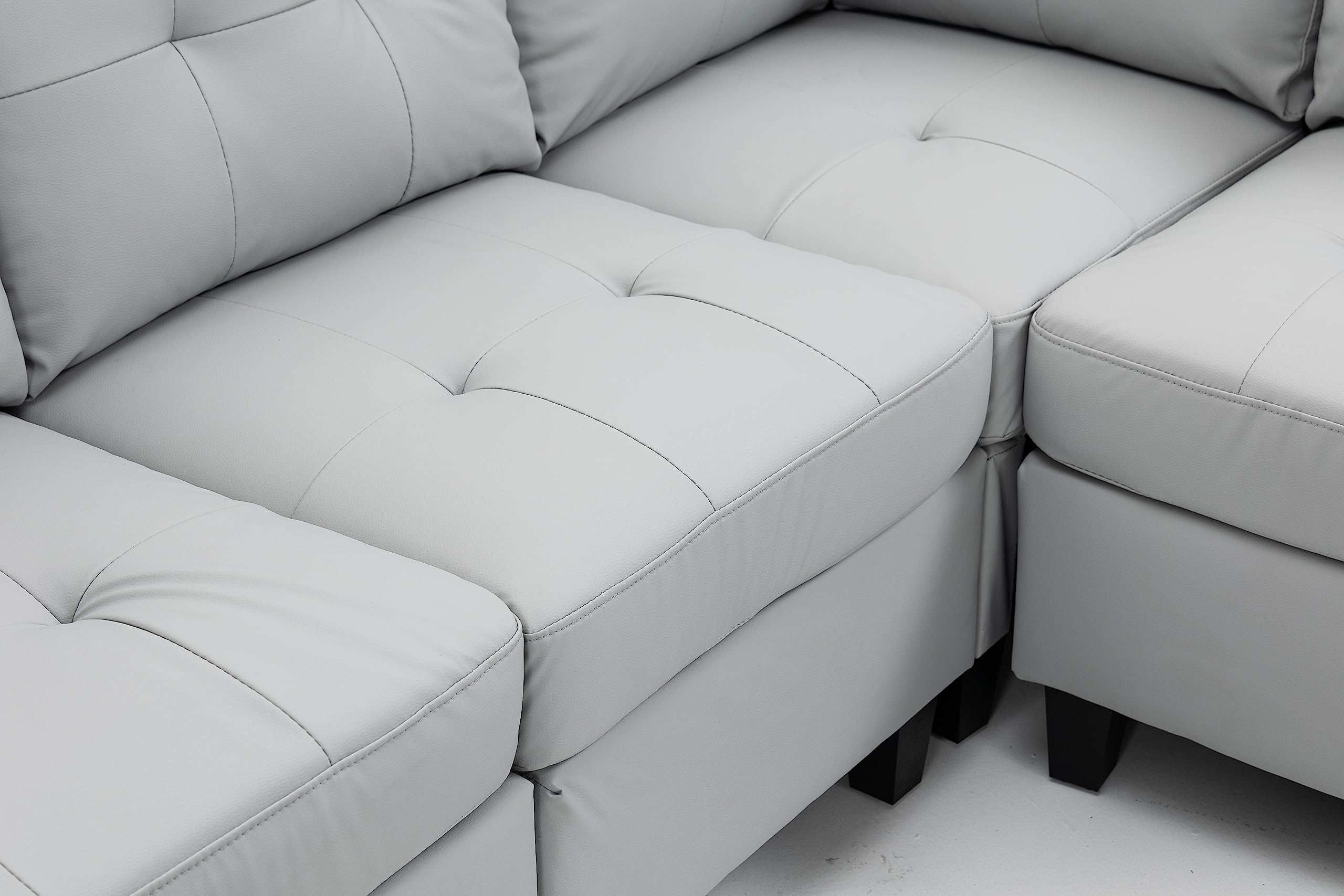 UBGO Sectional, Living Room Furniture Set,L-Shaped Modular Sofas with Left & Right Arm, Corner Chair, Ottomans Table,Extra Wide Chaise Lounge Couch for Home, Apartment (Gray)