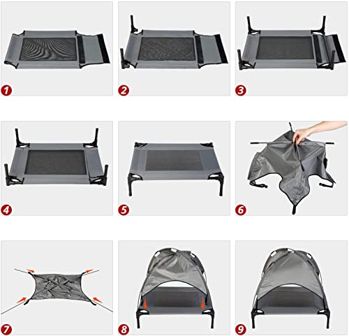 KINAMADE Elevated Pet Bed,Cooling Pet Cot for Large Medium Small Dog/Cat-Portable for Camping,Durable Frame with Breathable Mesh-Good for Summer Beach Sunbathing