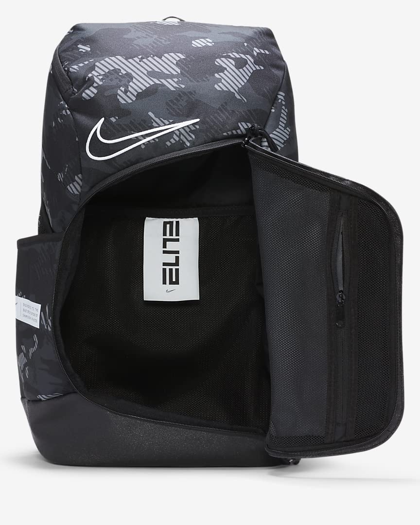 Nike Elite Pro Printed Basketball Backpack (32L) (Black/Black/White, One Size)