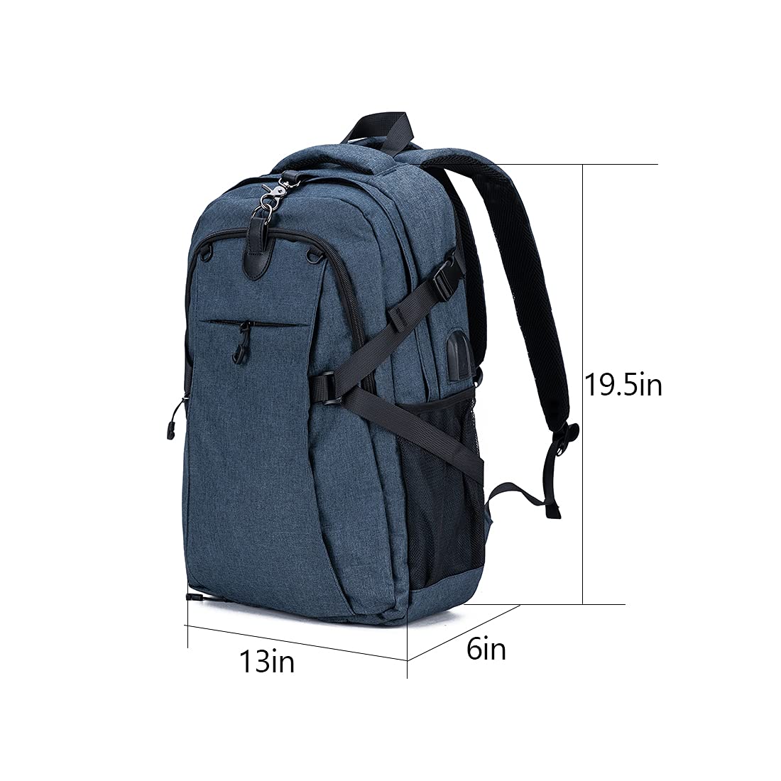 Widfre Basketball Backpack with USB Charging Port, Durable Men's Laptop Backpack for Outdoor with Ball Compartment (Navy)