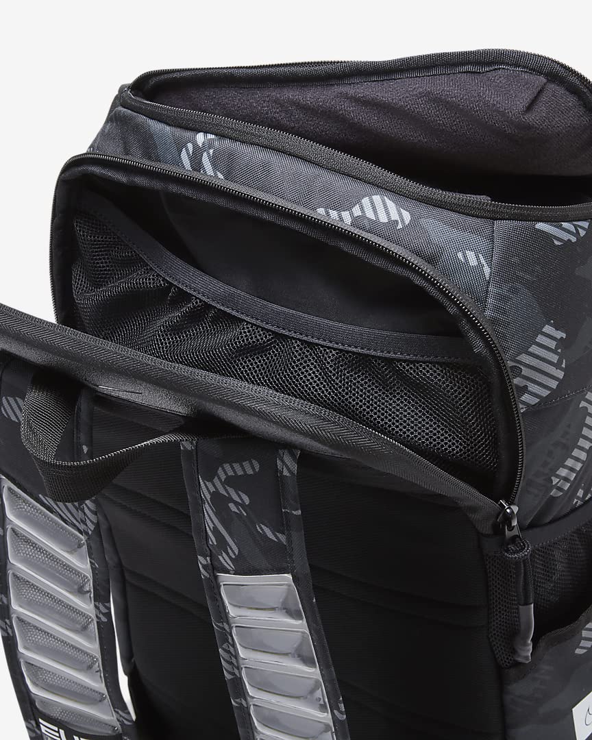 Nike Elite Pro Printed Basketball Backpack (32L) (Black/Black/White, One Size)