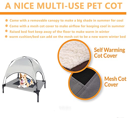 KINAMADE Elevated Pet Bed,Cooling Pet Cot for Large Medium Small Dog/Cat-Portable for Camping,Durable Frame with Breathable Mesh-Good for Summer Beach Sunbathing