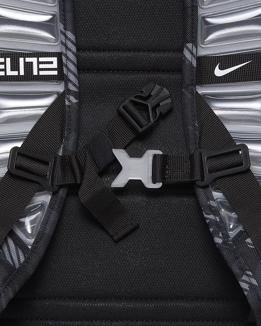 Nike Elite Pro Printed Basketball Backpack (32L) (Black/Black/White, One Size)