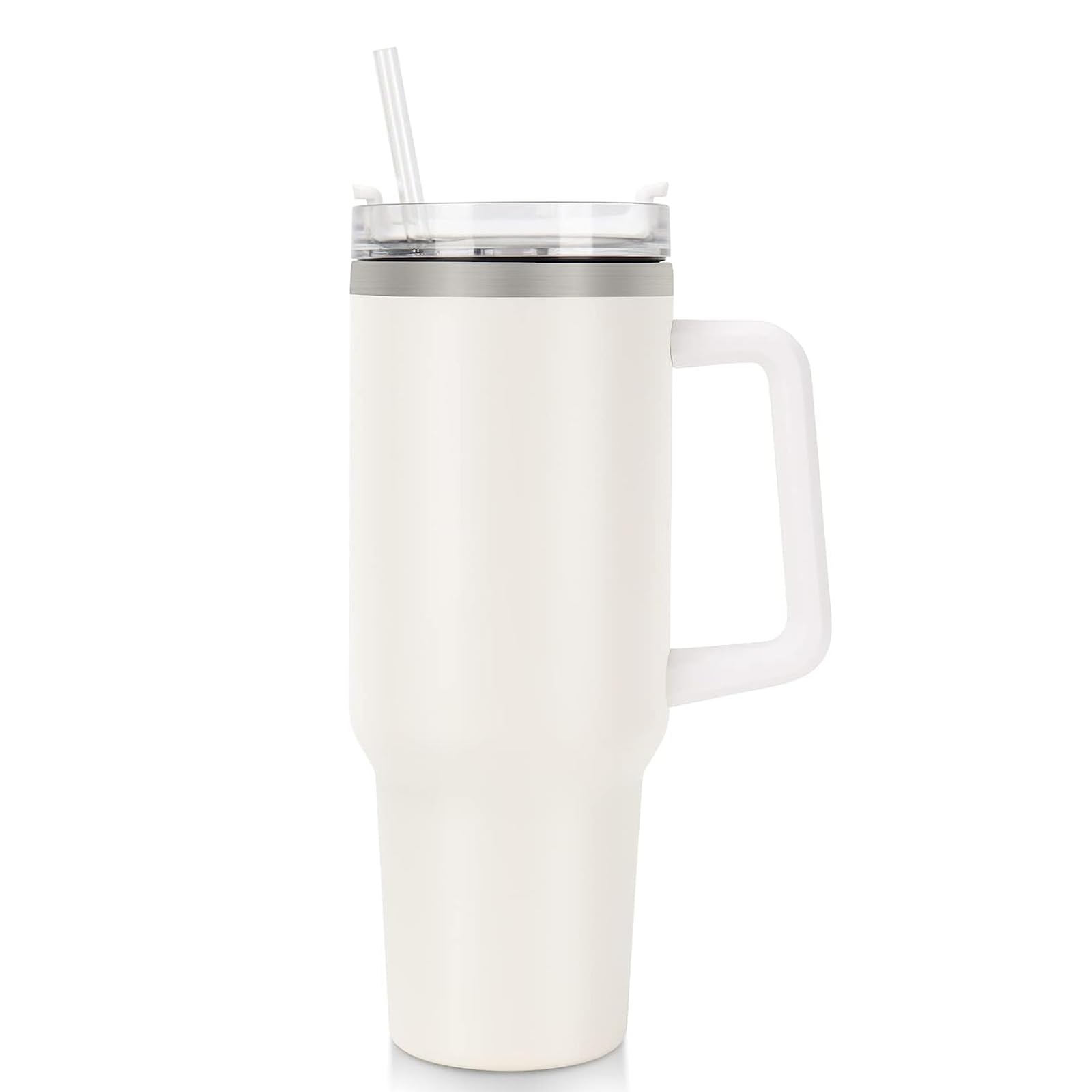COOEURINS 40 OZ Tumbler Flip Straw Lid Replacement Fit, 2 PCS Spill Proof and Leak Resistant Tumbler Lids, Reusable Tumbler Cover, Travel Mug Cover for Hot and Cold Beverages (White)