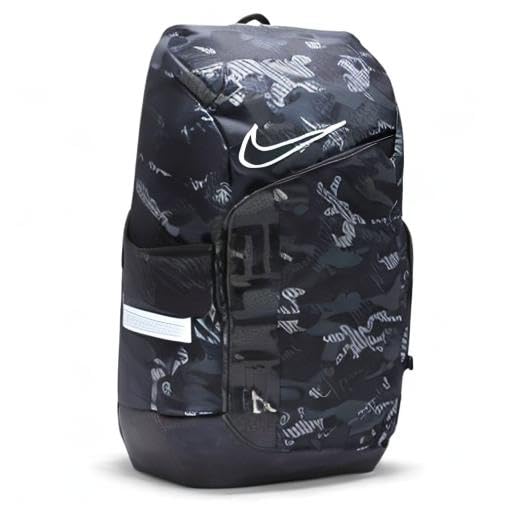 Nike Elite Pro Printed Basketball Backpack (32L) (Black/Black/White, One Size)