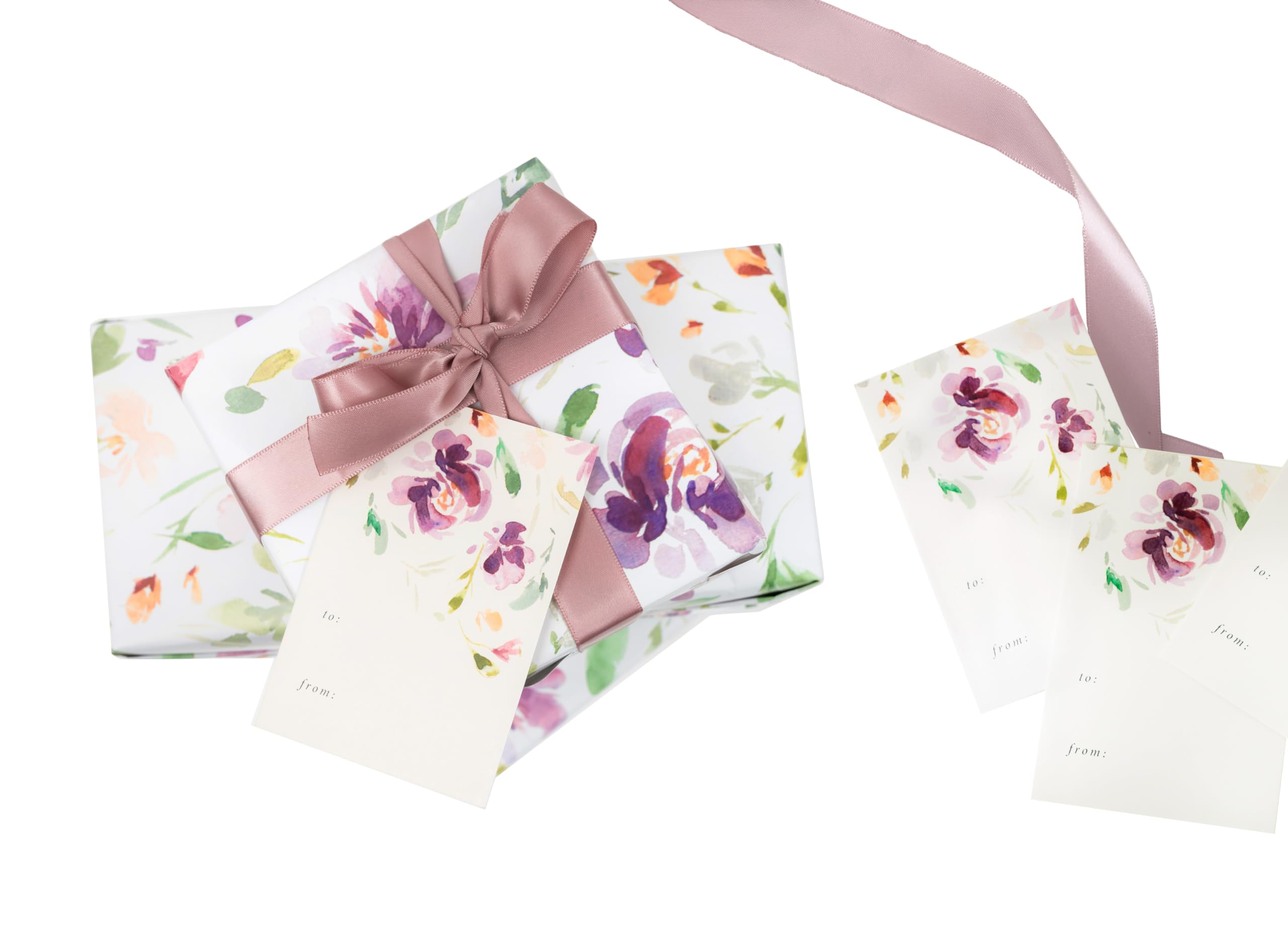 Itsy Belle Studio Fall Wedding Wrapping Paper and ribbon set with tags - Fall wrapping paper, Purple Flower wrapping paper sheets, Boho Baby Shower wrapping paper birthday girl, Fall Bridal Shower