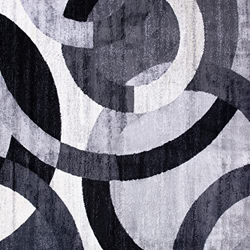Flash Furniture Harken Collection 8' x 10' Geometric Area Rug - Black and Gray Olefin Facing - Jute Backing - Living Room or Bedroom