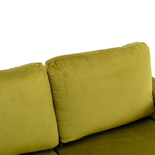 Verfur Convertible Sofa Sleeper Pull Out Bed, 3-Seater L-Shaped Couch with Storage Chaise and Side Pockets, Soft Upholstered Corner Sofa&Couches Sectional, Olive 72.44"