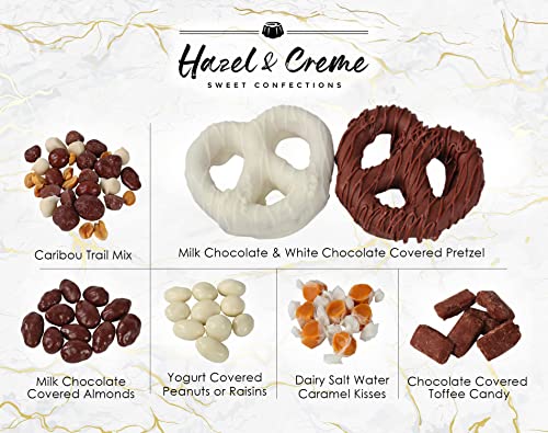 Hazel & Creme Chocolate Gift Basket - Chocolate Assortment Gift Box - Gourmet Gift Food, Holiday, Birthdays, Sympathy, Corporate Gift Tin Him and Her
