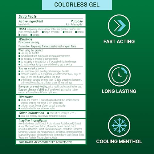 Biofreeze Menthol Pain Relieving Gel 32 FL OZ Bottle With Pump For Pain Relief Associated With Sore Muscles, Arthritis, Simple Backaches, And Joint Pain, Colorless Formula (Packaging May Vary)