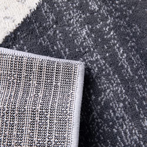 Flash Furniture Harken Collection 8' x 10' Geometric Area Rug - Black and Gray Olefin Facing - Jute Backing - Living Room or Bedroom