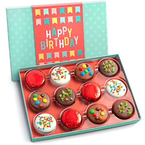 CY Chocolates Birthday Deluxe Chocolatey Covered Oreos 12 Piece Gift Box