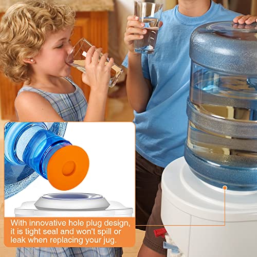 Sophico 5 Gallon Water Jug Cap, 55mm Water Bottle Caps, Silicone Reusable Bottles Lids Replacement, Non-Spill and Anti Splash (4 Pack, Orange)