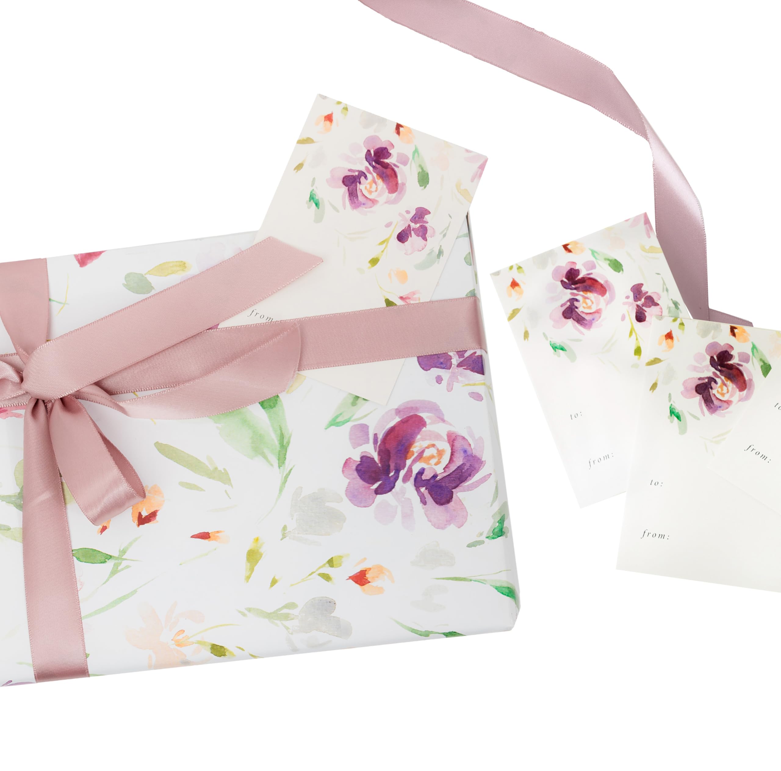 Itsy Belle Studio Fall Wedding Wrapping Paper and ribbon set with tags - Fall wrapping paper, Purple Flower wrapping paper sheets, Boho Baby Shower wrapping paper birthday girl, Fall Bridal Shower