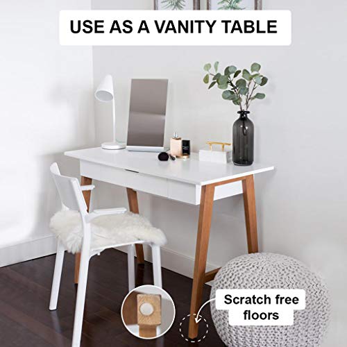 Nathan James Parker Modern Home Office, Small Writing, Computer or Laptop Desk with Drawer, White/Brown