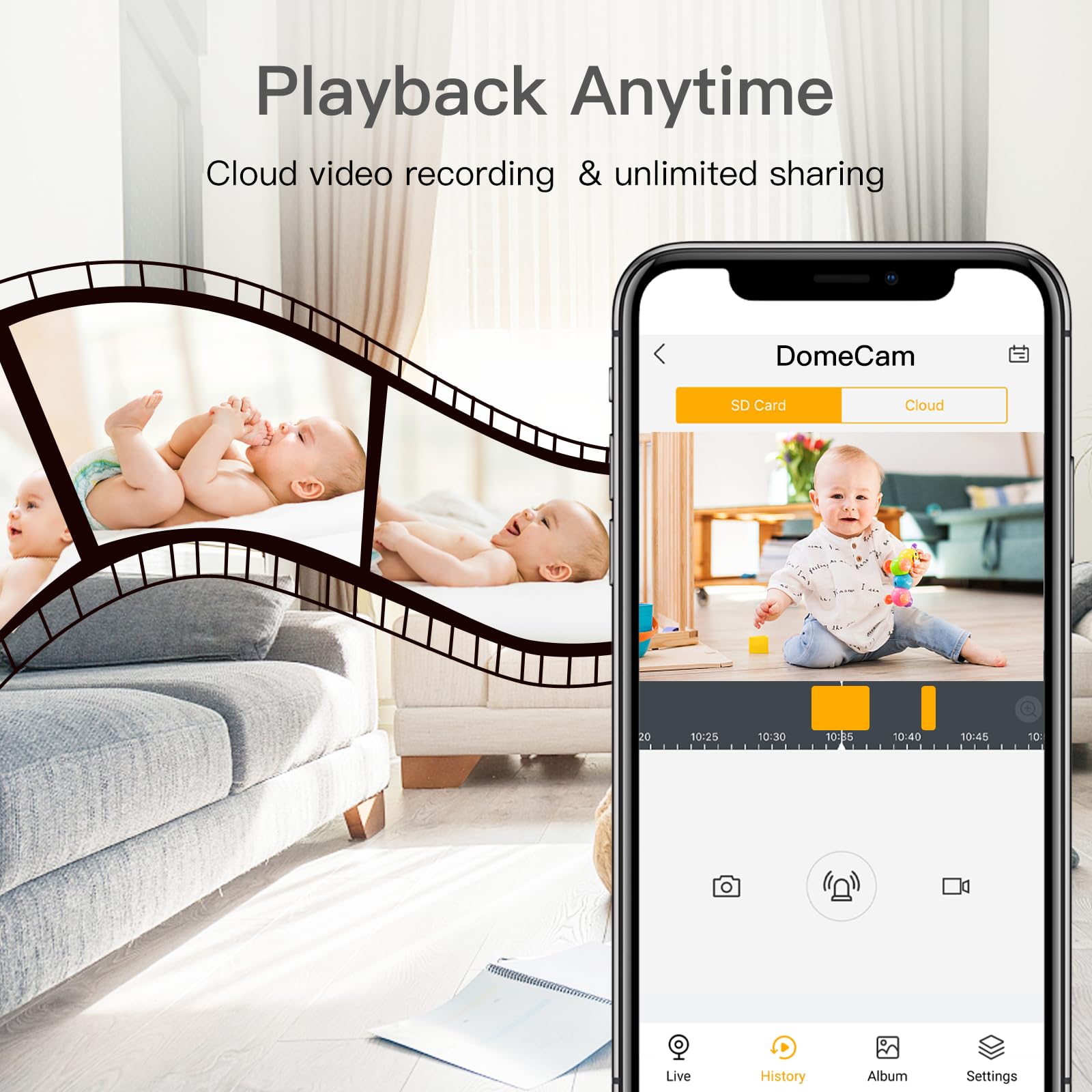 Funovation 3MP Indoor Security Camera, 360° PTZ 2.4G WiFi Only Cameras for Home Security/Baby Monitor, Plug-in Pet Camera with Phone App for Dog/Cat, 2-Way Talk, Night Vision, Auto Tracking, SD/Cloud