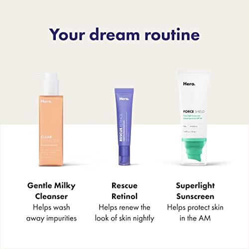 Hero Cosmetics Rescue Retinol Nighttime Renewing Cream - Helps With the Look of Uneven Texture and Post-Blemish Marks - Gentle, Non-Drying Formula, Introduction Retinol - Safe for Sensitive Skin (30 ml)