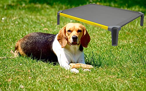 ROODO Elevated Dog Bed Cooling Raised Dog Bed Aluminum Frame and Durable Teslin Mesh Fabric Pet Cot Easy Installation Without ToolsUnique Design of Non-Slip Feet Pet Bed Indoor or Outdoor Used Medium