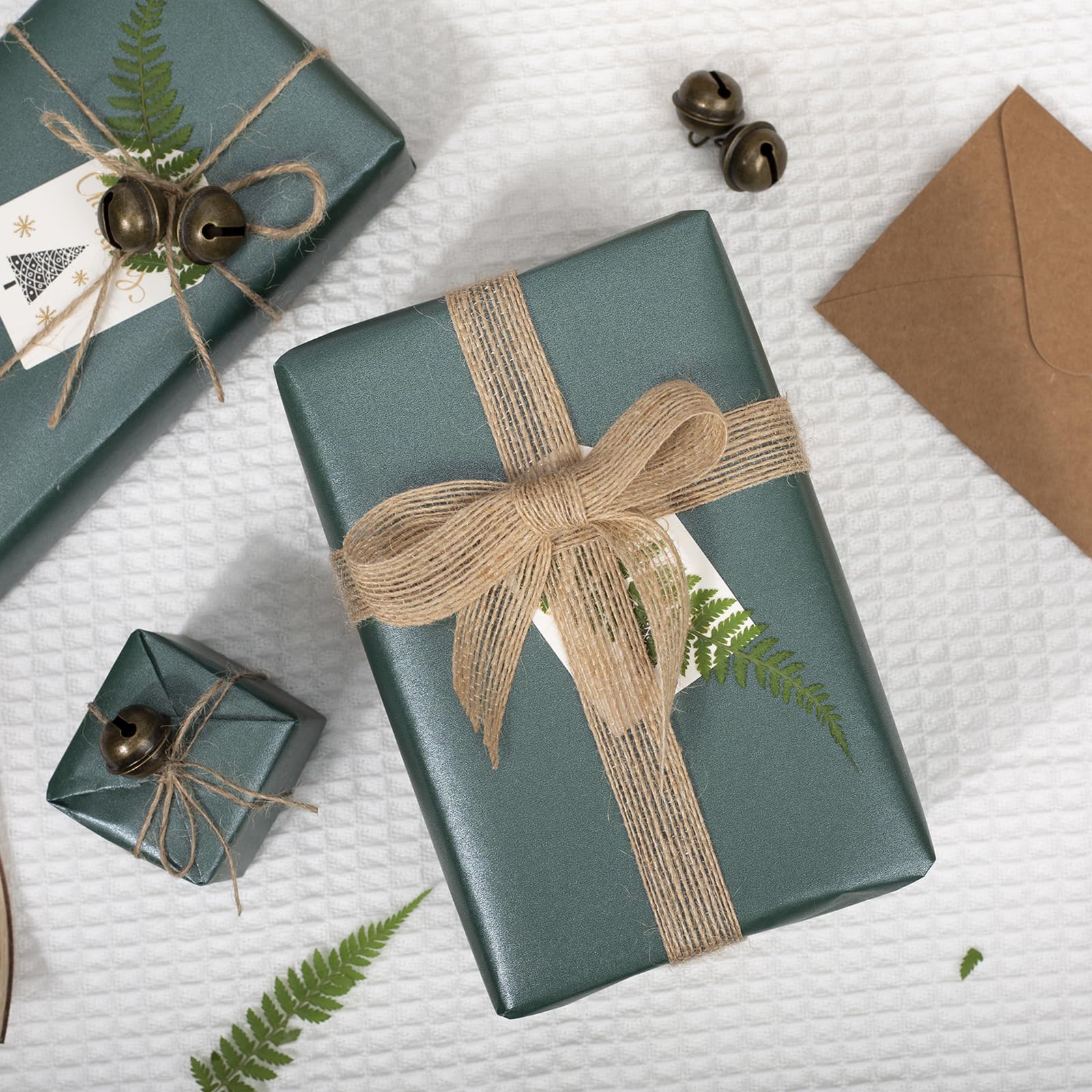 Flyhill Dark Green Jumbo Wrapping Paper-30in*32.8ft（81.78sq.ft.ttl-Solid Color with Pearly-Luster Gift Wrap for Christmas，Birthday,Wedding，St. Patrick's Day