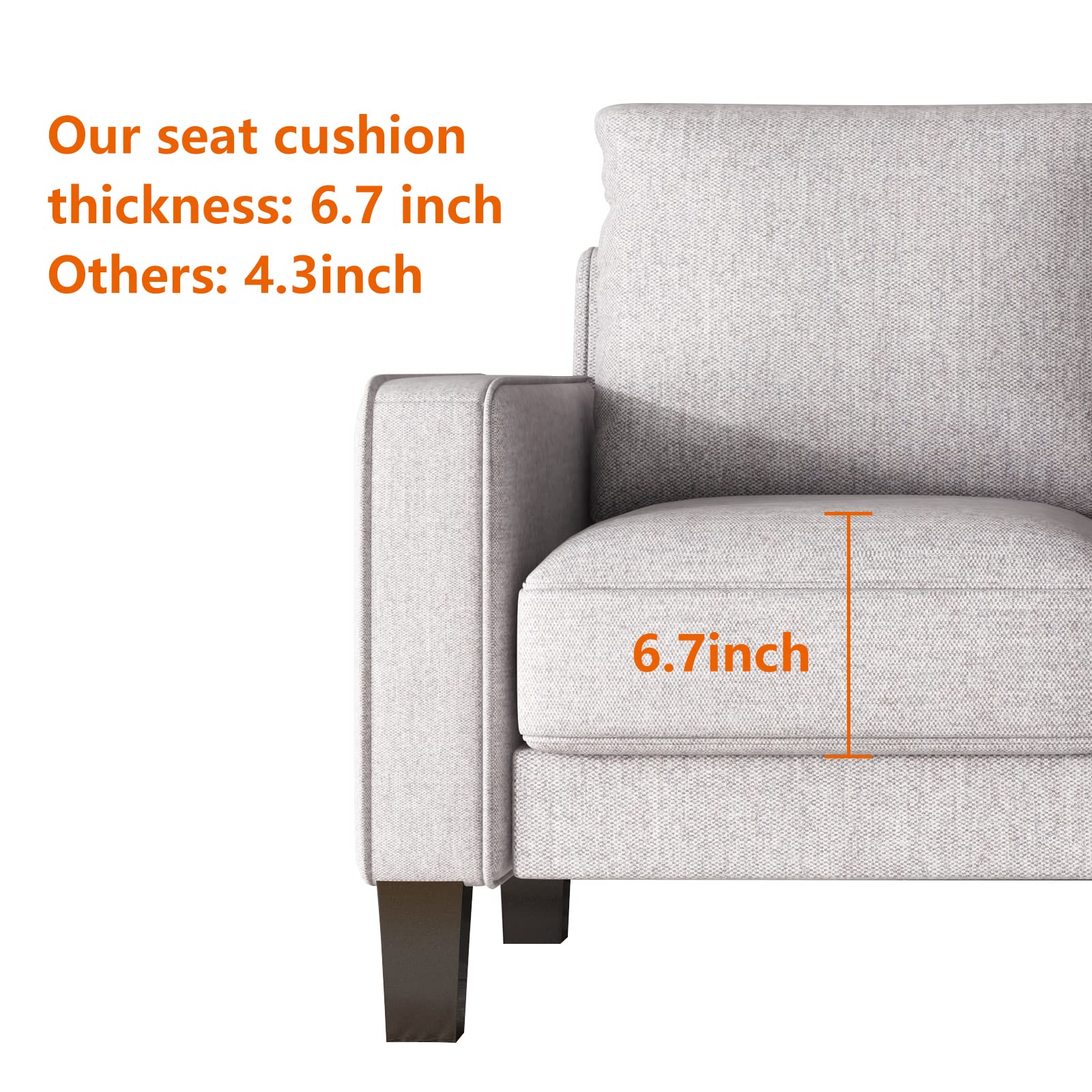 Myshle 2+3 Sectional Sofa with Storage, Sleeper Couch Chaise with Square Arm,Upholstered Sofa with Seat Cushion and Wood Leg for Living Room,Bedroom,Office,Relax Lounge, Polyester, Light Grey