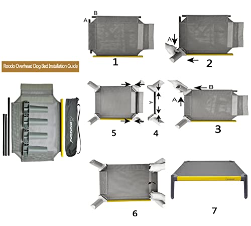 ROODO Elevated Dog Bed Cooling Raised Dog Bed Aluminum Frame and Durable Teslin Mesh Fabric Pet Cot Easy Installation Without ToolsUnique Design of Non-Slip Feet Pet Bed Indoor or Outdoor Used Medium