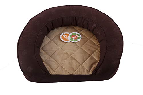 K&H PET PRODUCTS Deluxe Ortho Bolster Sleeper Pet Bed Eggplant Paw Print Medium 30 Inches