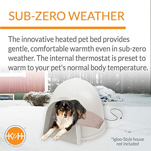 K&H Pet Products Lectro-Soft Igloo Style Dog Bed Brown Large 17.5 X 30 Inches