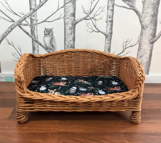 Wicker Pet Cot, Dog Bed with waterproof cushion