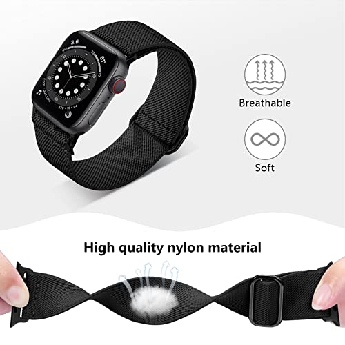4 Pack Stretchy Solo Loop Bands Compatible for Apple Watch 38mm 40mm 41mm 42mm 44mm 45mm, Adjustable Nylon Elastic Braided Women Men Straps for iWatch Series 8/7/6/SE/5/4 3/2/1(38MM,Leopard)