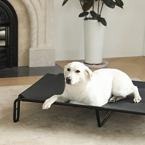 pettycare Outdoor Elevated Dog Bed Cot, Raised Dog Cots Beds, No Screws, Stable Frame & Durable Supportive Teslin Recyclable Mesh, Breathable, Indoor and Outside Pet Beds, Fits up to 85 lbs