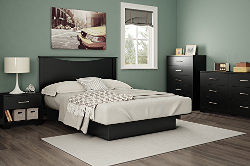 South Shore Gramercy 6-Drawer Double Dresser, Pure Black with Brushed Nickel Handles