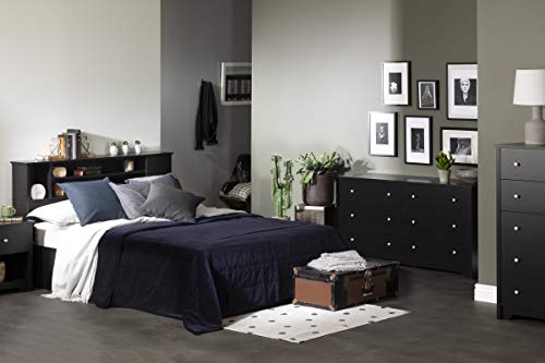 South Shore Vito Collection 6-Drawer Double Dresser, Black with Matte Nickel Handles, Pure Black
