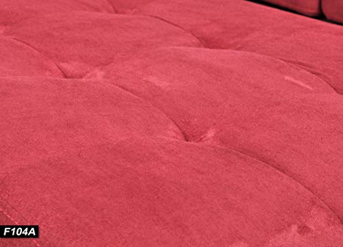 EZLUX Red Flannel and PVC L-Shaped Left Chaise Sectional Sofa Couch Set with Storage Ottoman for Living Room