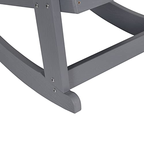 Flash Furniture Savannah Poly Resin Wood Adirondack Rocking Chair - All Weather Gray Polystyrene - Stainless Steel Hardware - Set of 2