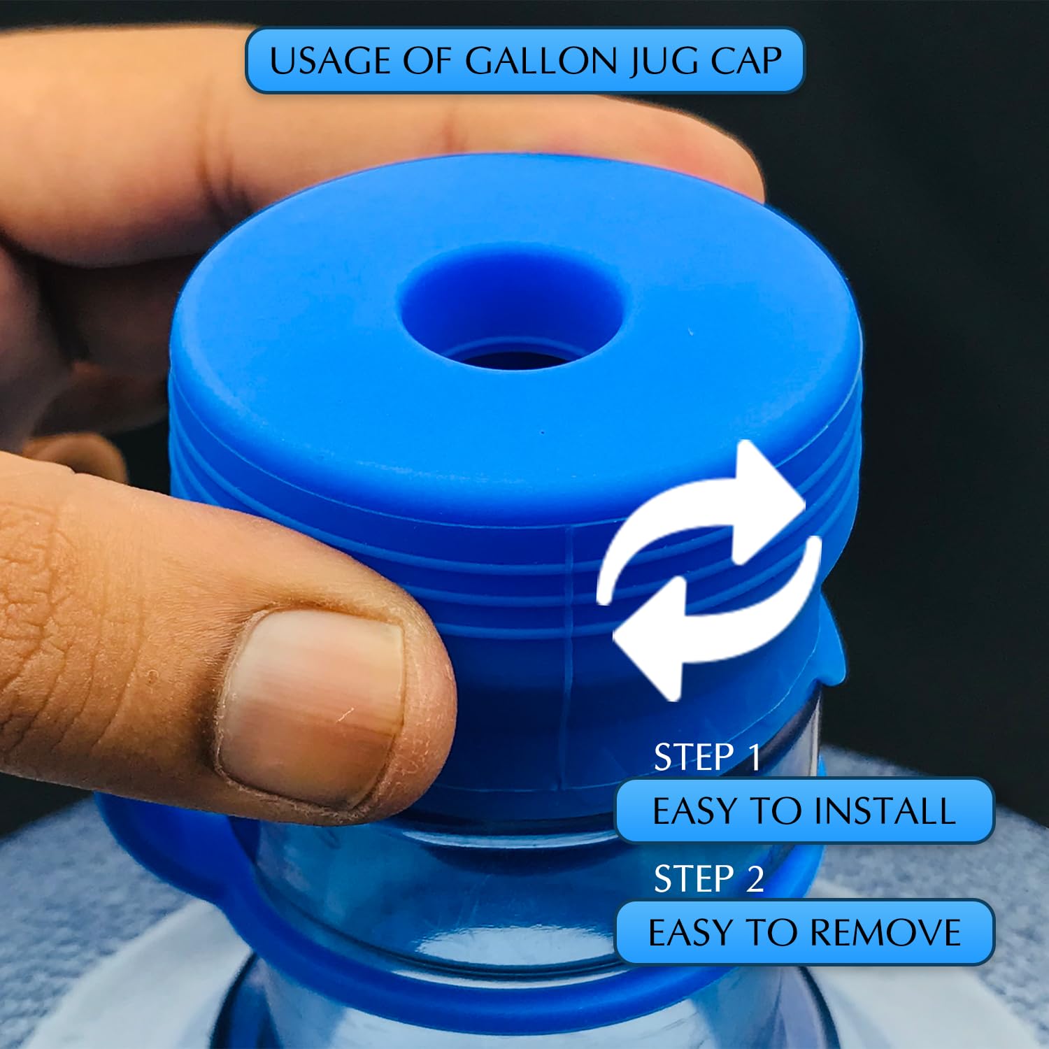 EBOS 3 and 5 Gallon Water Jug Cap, Reusable Water Bottle Cap, 55mm Silicone Non Spill Replacement Cap, Anti Splash Water Bottles and Water Dispenser Caps (3), 5G-111