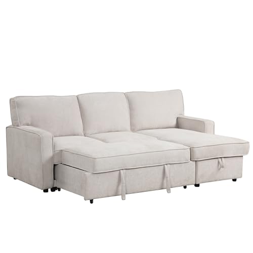 Eafurn 3 Seater Sectional Sofa with Chaise Lounge and Storage,L Shaped Convertible Couch Pull Out Bed,Comfy Velvet Upholstery Corner Sofa & Couches Button Tufted Living Room Furniture Sets