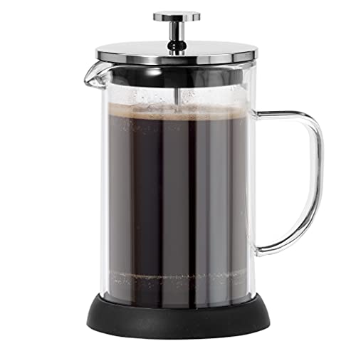 Oggi Glass French Press Coffee Maker (20oz)- Borosilicate Glass, Coffee Press, Stainless Steel Lid, 5 cup Capacity