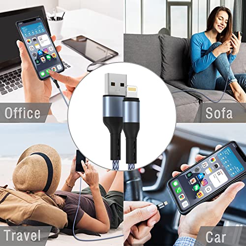 iPhone Charger[Apple MFi Certified] 3Pack 6FT Premium Braided Nylon Lightning Cable Fast Charging iPhone Charger Cord Compatible with iPhones 14 13 12 11 Pro Max XS XR X 8 7 6 5 iPad and More