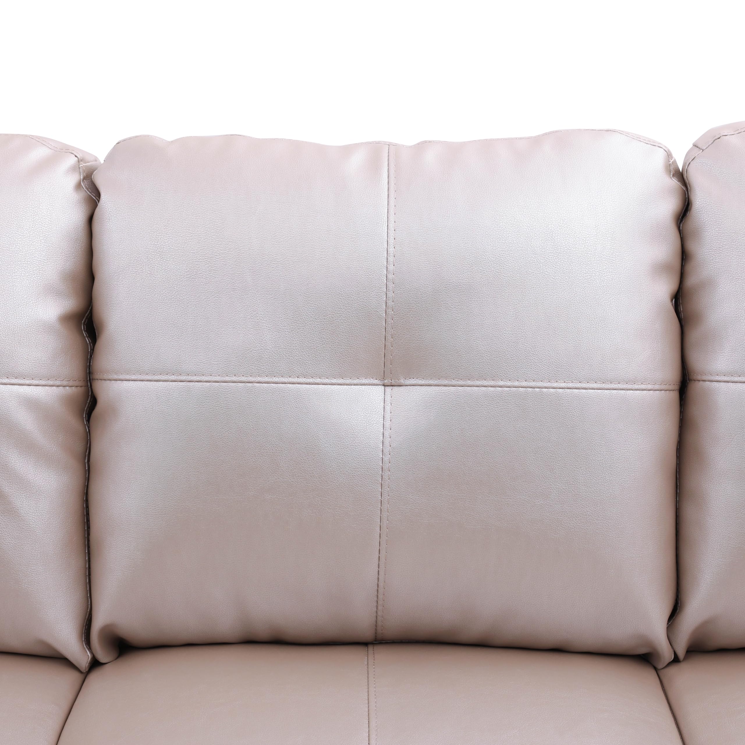 NOTOP 3-Piece Faux Leather L-Shaped Sectional Sofas, Button Tufted Upholstered Couch Set with Left Chaise Longue and Storage Ottoman, for Living Room, Home, Office, Latte