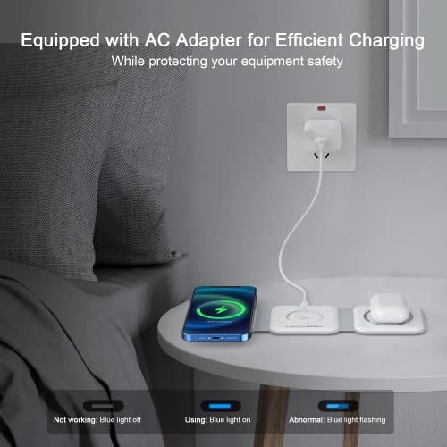 UCOMX Nano 3 in 1 Wireless Charger,Magnetic Foldable 3 in 1 Charging Station,Fast Wireless Charging Pad,Compatible for iPhone 14/Pro/Max/Plus/13/12 Series,AirPods 3/2/Pro,iWatch(Adapter Included)