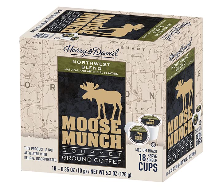 Moose Munch Single Serve Coffee by Harry & David, 4/18 ct boxes (72 Count) (Northwest Blend)
