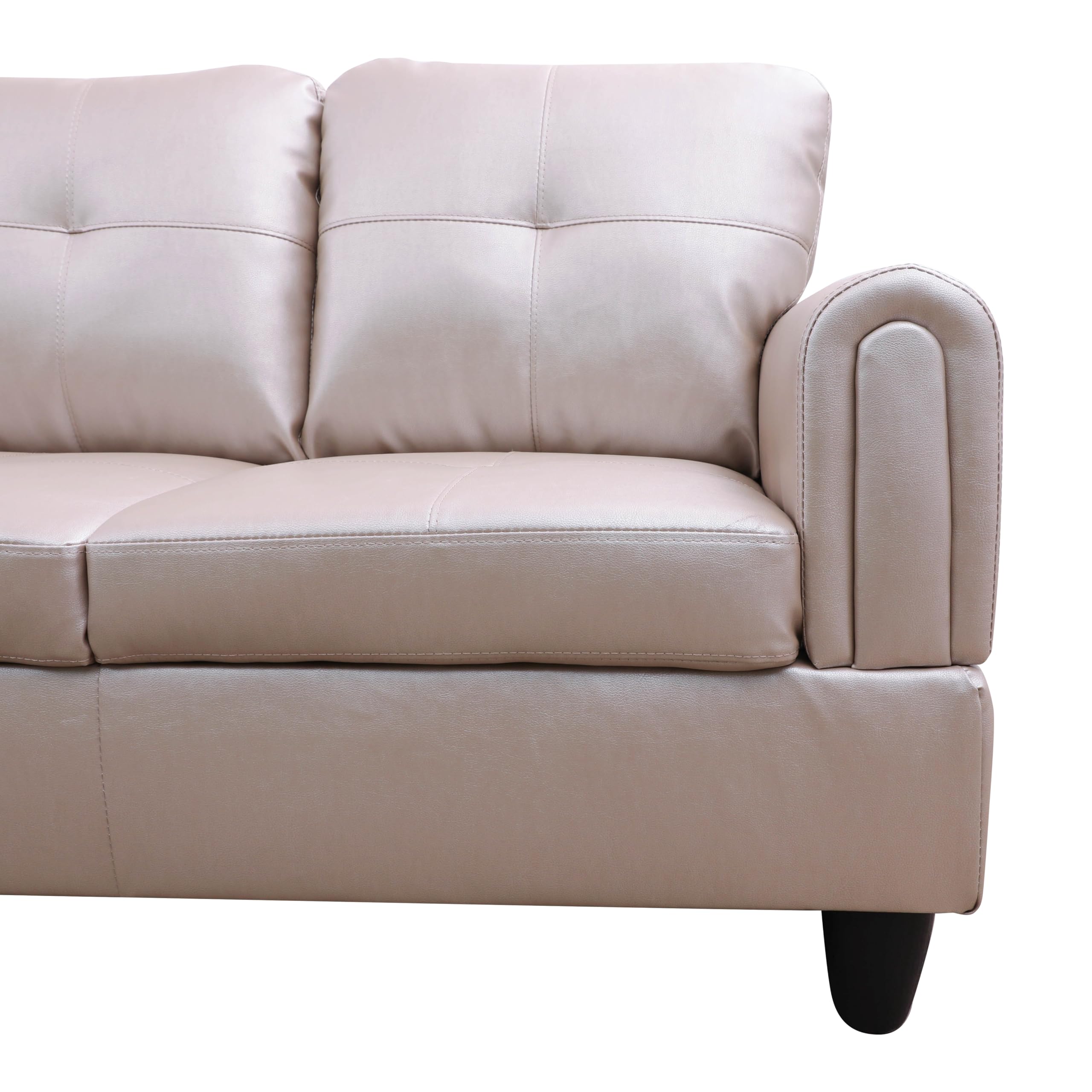NOTOP 3-Piece Faux Leather L-Shaped Sectional Sofas, Button Tufted Upholstered Couch Set with Left Chaise Longue and Storage Ottoman, for Living Room, Home, Office, Latte