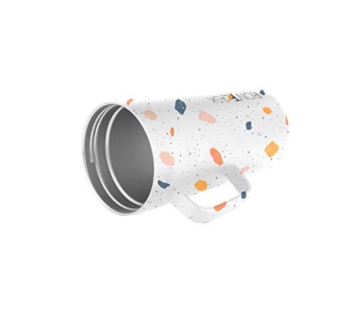 IRON °FLASK Grip Novelty Coffee Mug - Leak Proof, Vacuum Insulated Stainless Steel Bottle, Double Walled, Thermo Travel, Hot Cold, Water Metal Canteen - Terrazzo, 16 Oz - Classic Bottom
