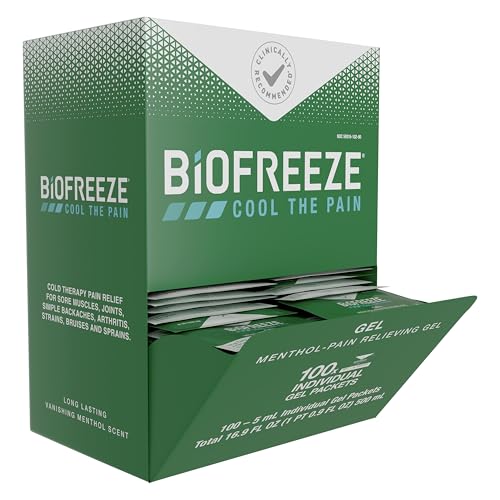 Biofreeze Pain Relief Gel, Arthritis Pain Reliver, Knee & Lower Back Pain Relief, Sore Muscle Relief, Neck Pain Relief, FSA Eligible, 100 Count (5ml Biofreeze Menthol Gel Packet)