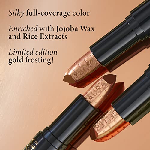 LAURA GELLER NEW YORK Gorgeous in Gold Rich Full-Coverage Lipstick, Limited Edition Gold Frosted Lip Color, Brilliant in Blush