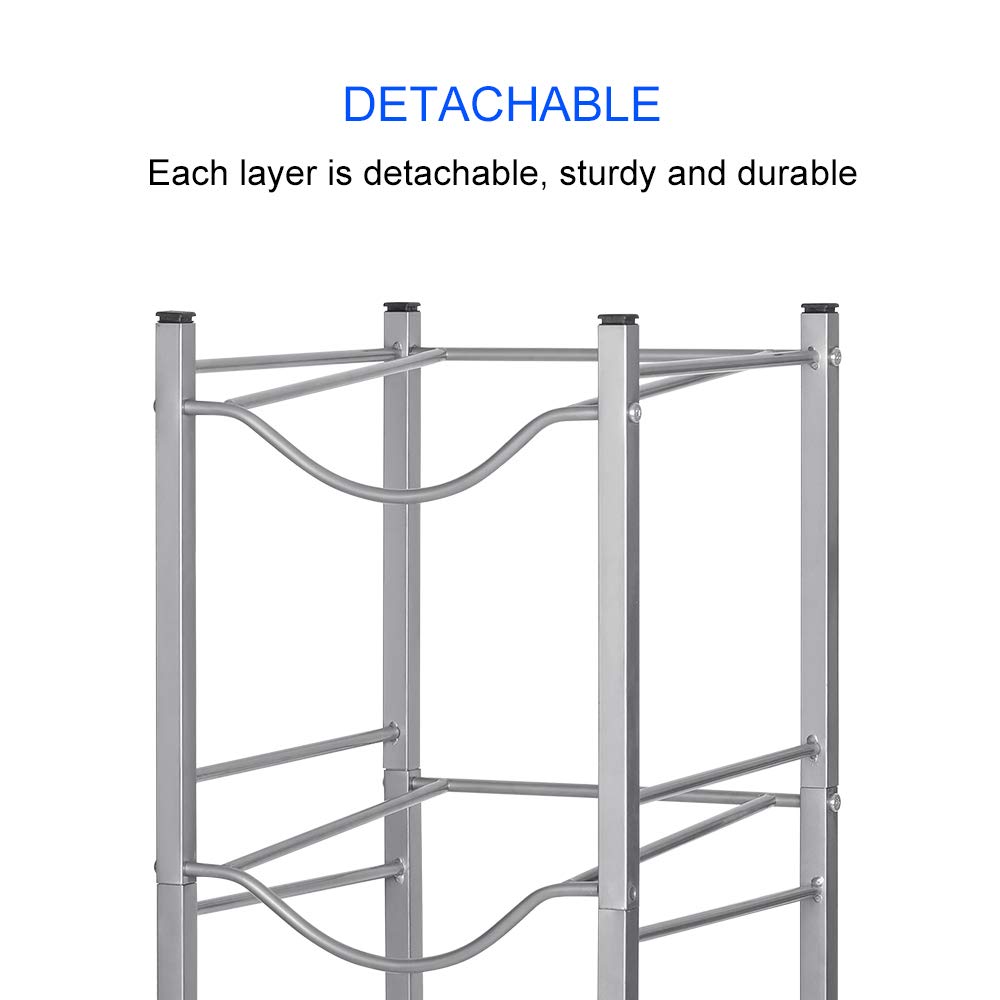 LIANTRAL Water Cooler Jug Rack, 5 Gallon Water Jug Holder Water Bottle Storage Rack, 5 gallon water jug stand, 3 Tiers, Silver