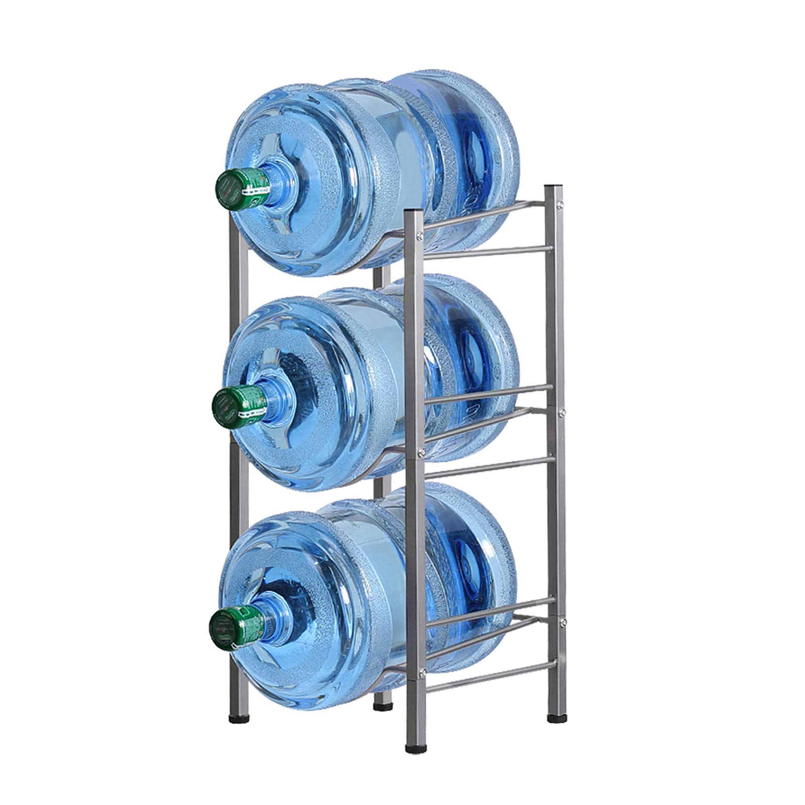 LIANTRAL Water Cooler Jug Rack, 5 Gallon Water Jug Holder Water Bottle Storage Rack, 5 gallon water jug stand, 3 Tiers, Silver
