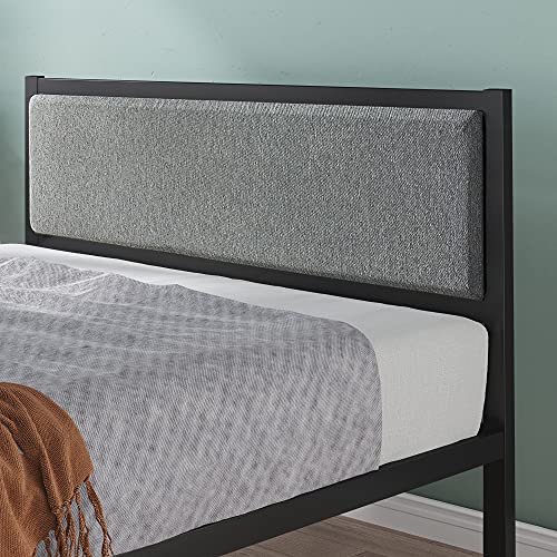 ZINUS Korey Metal Platform Bed Frame with Upholstered Headboard / Wood Slat Support / No Box Spring / Easy Assembly, King