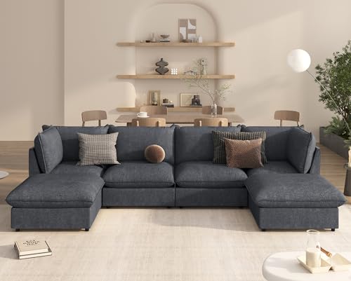 Oversized Modular Sectional Sofa Set,Extra Large U Shaped Convertible Couch with Reversible Chaise and Movable Ottoman,Free Combination Symmetrical Sofa&Couches Bed for Living Room Office